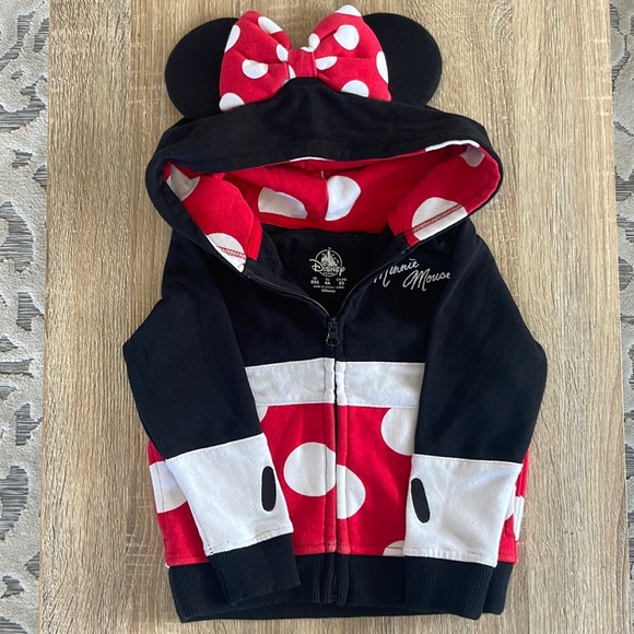Disney | Shirts & Tops | Disney Parks Minnie Mouse Toddler Zip Up ...